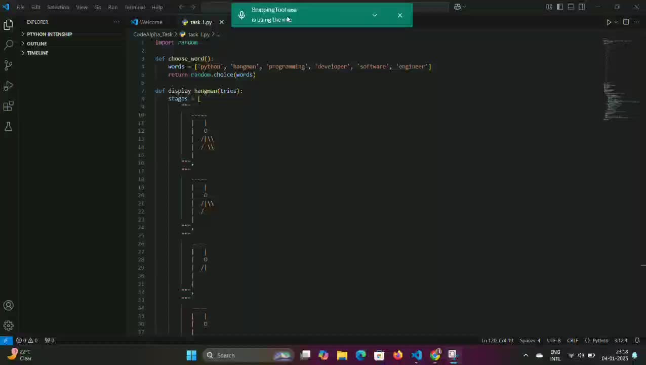 ARYAN ZAMBARE on LinkedIn: #codealpha #pythonprogramming #hangmangame # ... ARYAN ZAMBARE on LinkedIn: #codealpha #pythonprogramming #hangmangame # ...