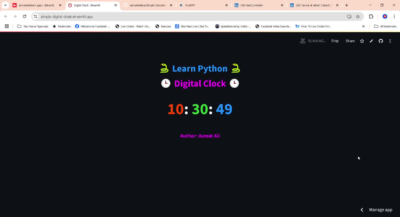 #python #streamlit #digitalclock #codingprojects #azmatali #learnpython ... #python #streamlit #digitalclock #codingprojects #azmatali #learnpython ...