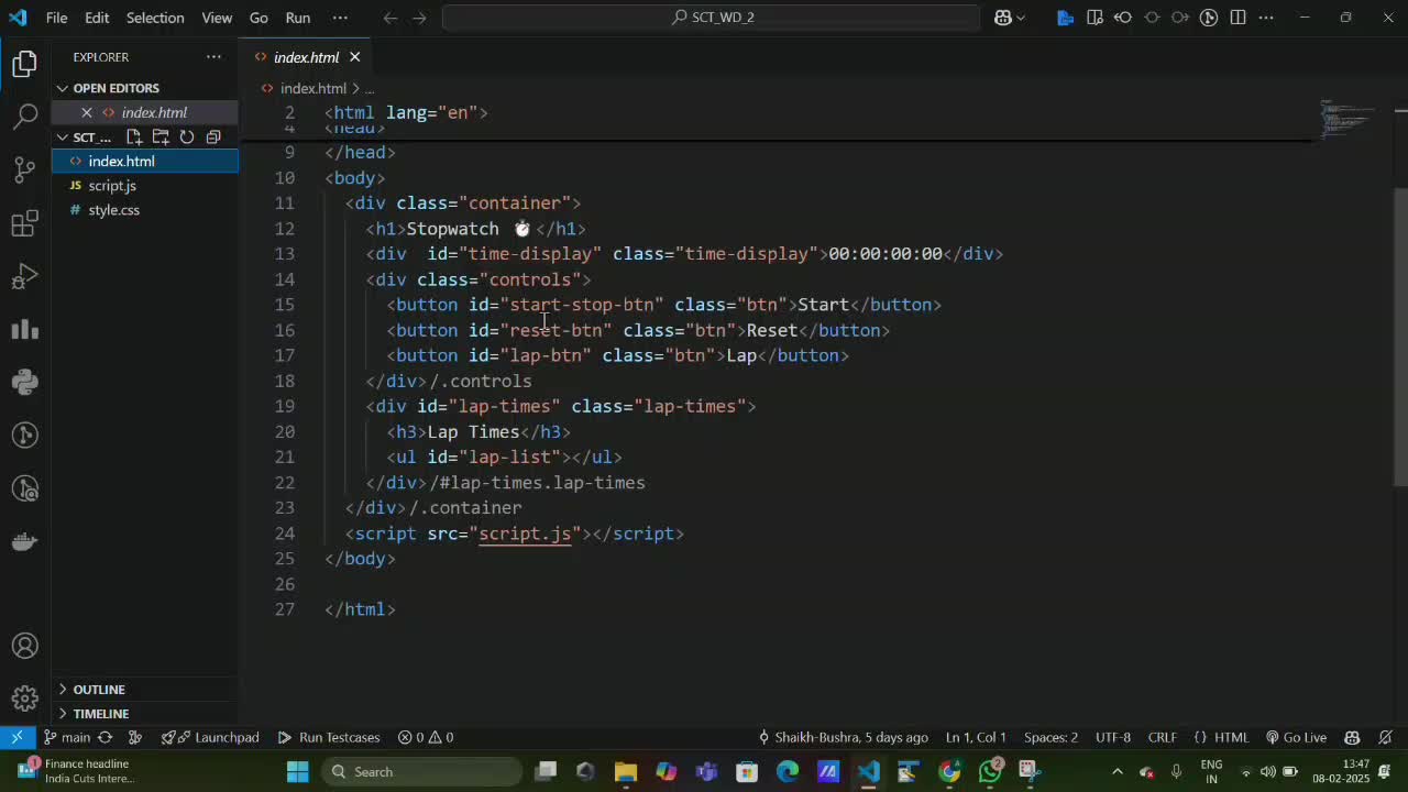 #webdevelopment #stopwatchproject #javascript #css #html… | Shaikh Bushra #webdevelopment #stopwatchproject #javascript #css #html… | Shaikh Bushra