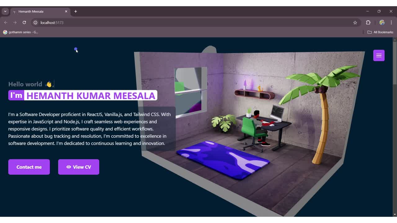 Completed my 3DPortfolio website with React.JS | Hemanth Meesala posted ... Completed my 3DPortfolio website with React.JS | Hemanth Meesala posted ...
