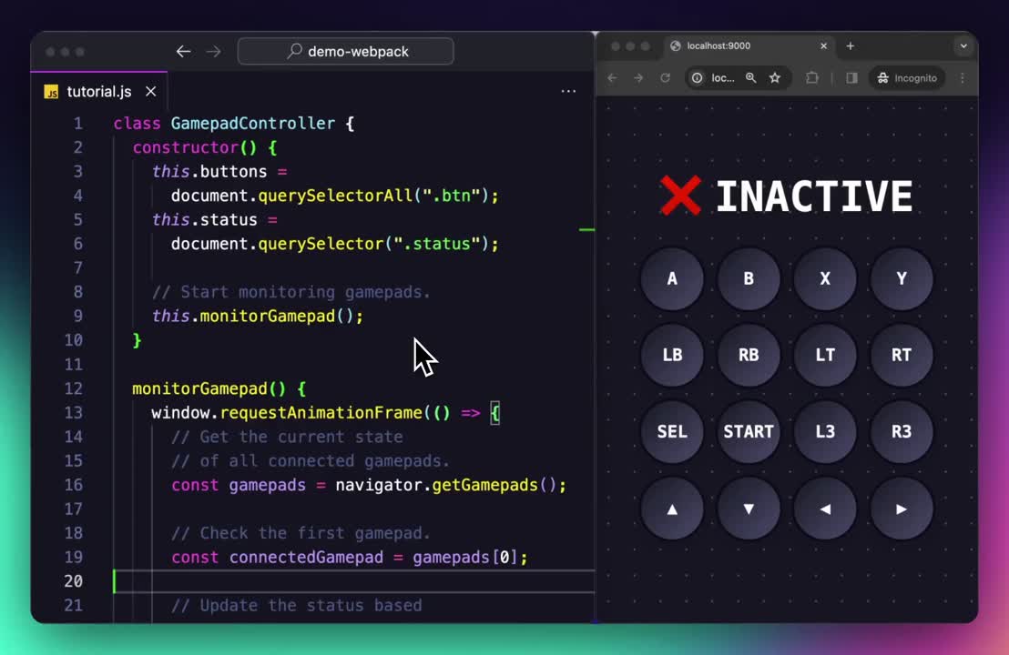 Using the JavaScript `Gamepad API` to display real-time connection ... Using the JavaScript `Gamepad API` to display real-time connection ...
