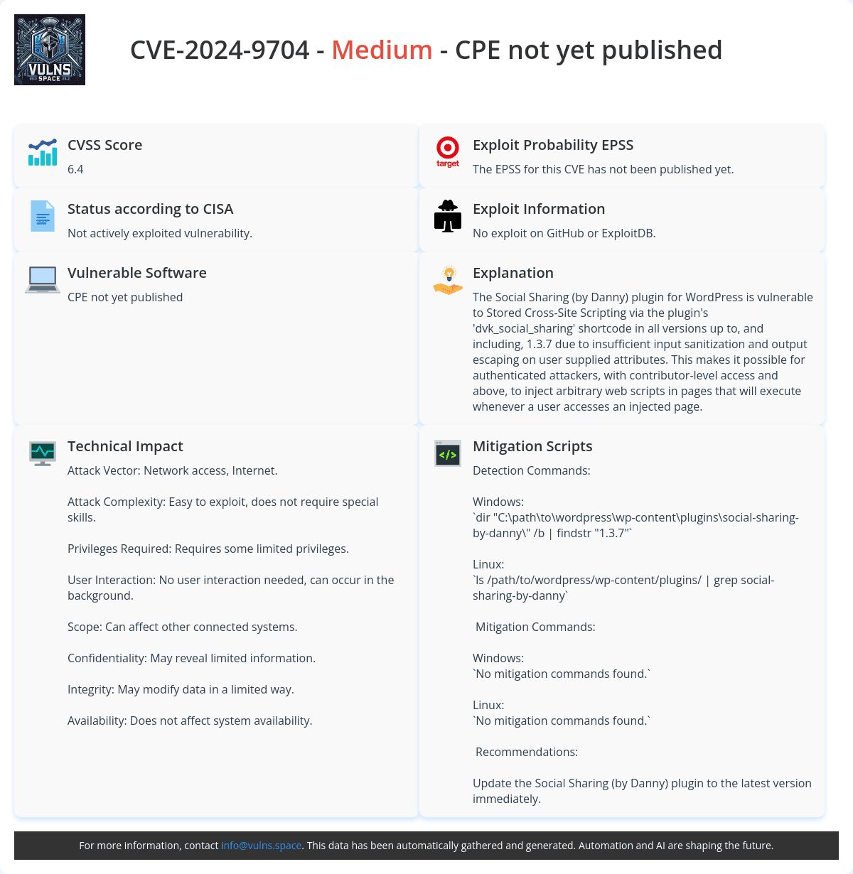 vulns.space on LinkedIn: #cve #cybersecurity #infosec #vulnerability # ... vulns.space on LinkedIn: #cve #cybersecurity #infosec #vulnerability # ...