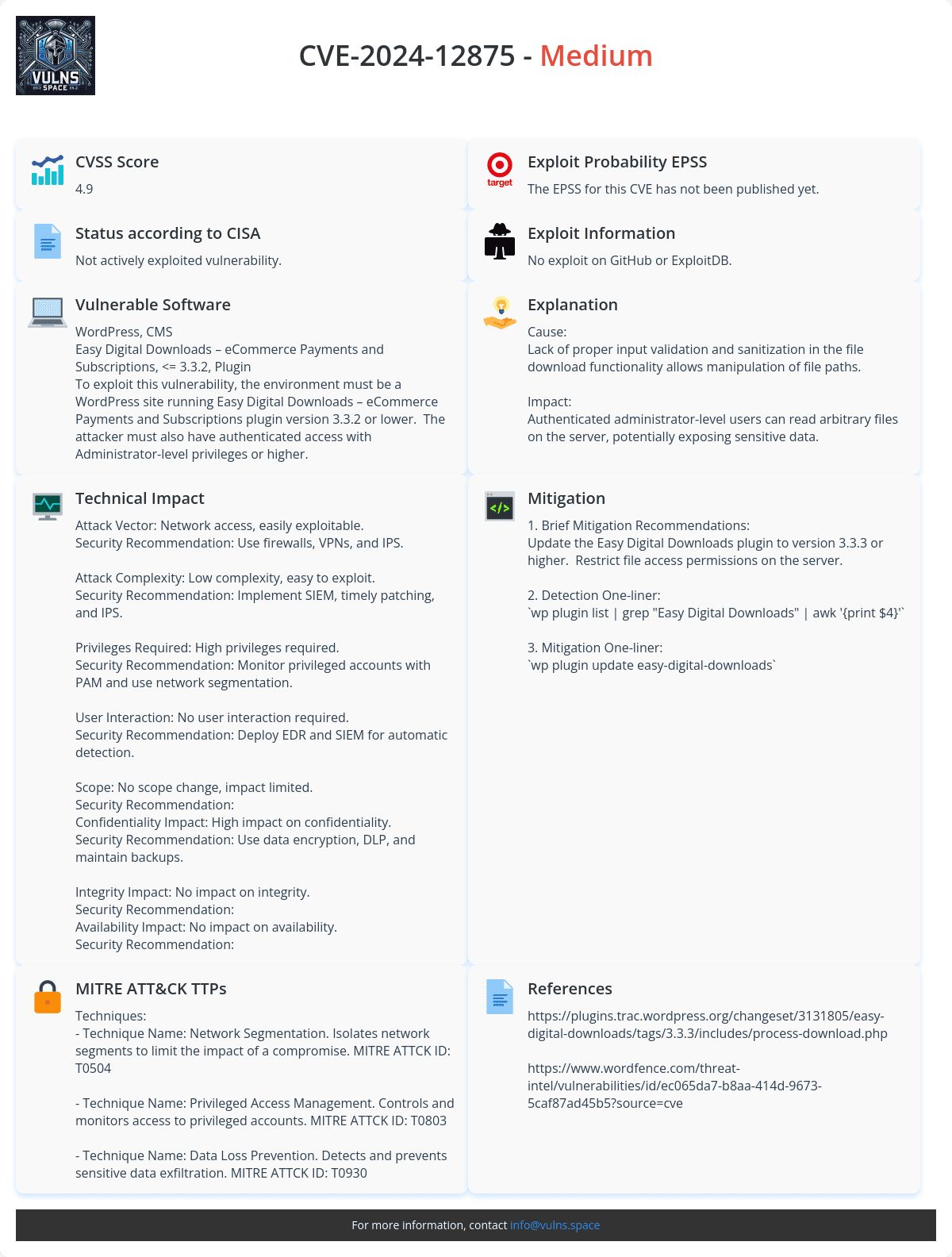 vulns.space on LinkedIn: #cve #cybersecurity #infosec #vulnerability # ... vulns.space on LinkedIn: #cve #cybersecurity #infosec #vulnerability # ...