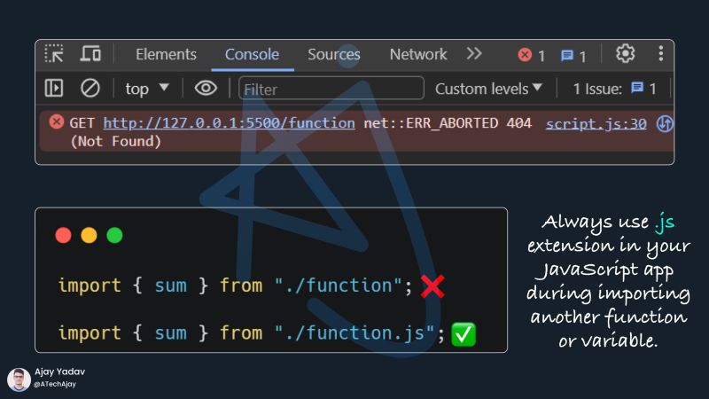Ajay Yadav on LinkedIn: JavaScript Debugging Tip During importing ... Ajay Yadav on LinkedIn: JavaScript Debugging Tip During importing ...