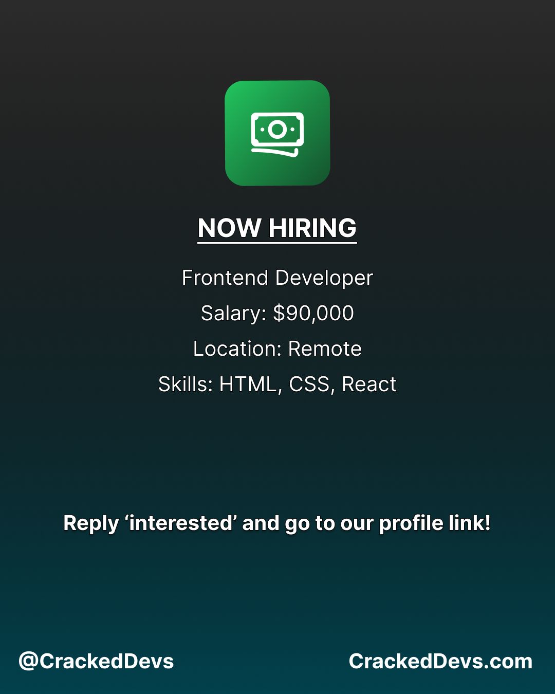 CrackedDevs.com - Get Paid To Code π on LinkedIn: Hiring!! Frontend ... CrackedDevs.com - Get Paid To Code π on LinkedIn: Hiring!! Frontend ...