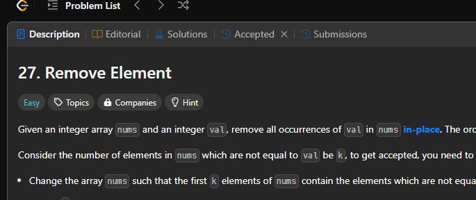 Prottoy Sarker on LinkedIn: LeetCode Problem 27. Remove Element Prottoy Sarker on LinkedIn: LeetCode Problem 27. Remove Element