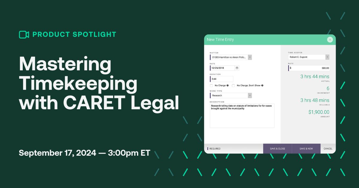 CARET Legal on LinkedIn: Manual timekeeping, disparate tracking and ... CARET Legal on LinkedIn: Manual timekeeping, disparate tracking and ...