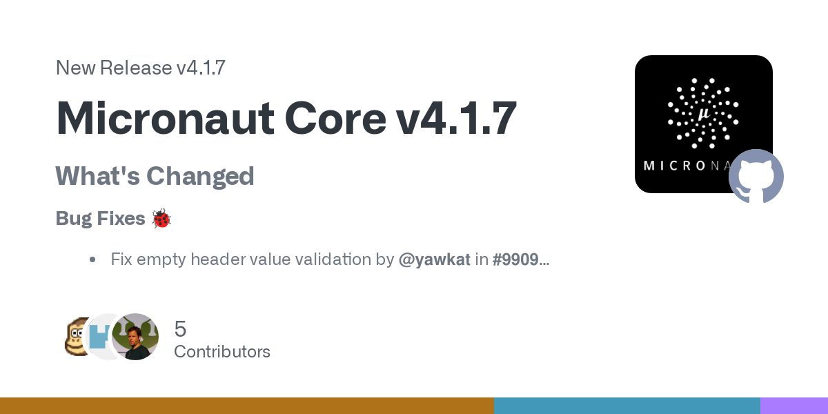 Lviv JavaClub on LinkedIn: Release Micronaut Core v4.1.7 · micronaut ... Lviv JavaClub on LinkedIn: Release Micronaut Core v4.1.7 · micronaut ...