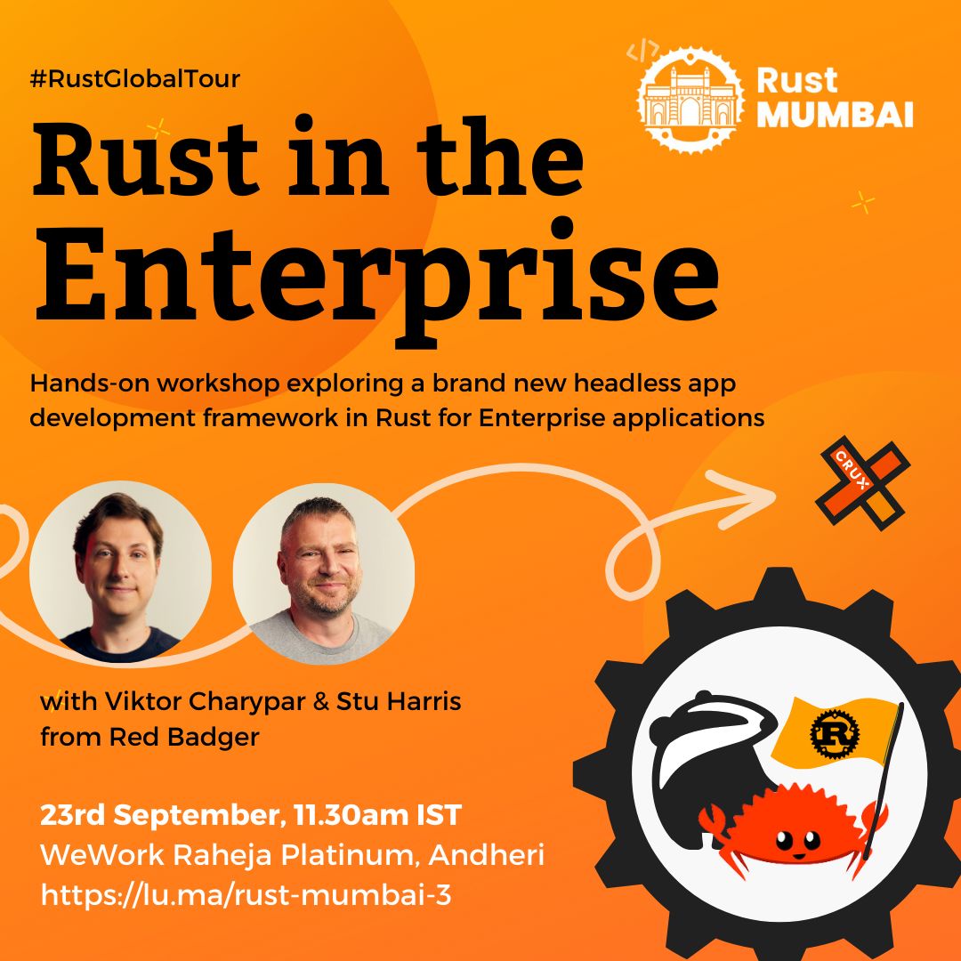 Red Badger on LinkedIn: #rustlang #rustmumbai #rustlondon #meetup # ... Red Badger on LinkedIn: #rustlang #rustmumbai #rustlondon #meetup # ...