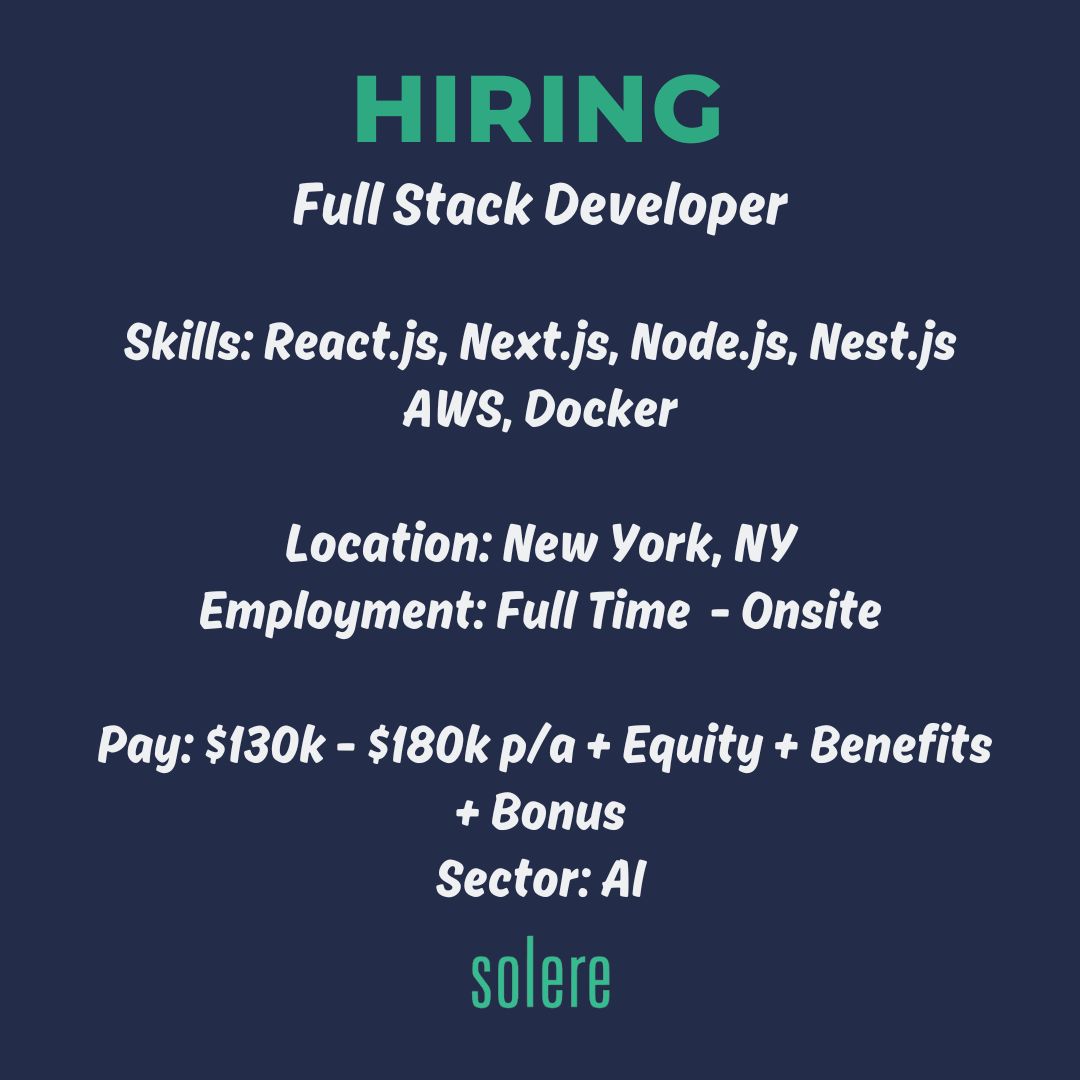 #hiring #fullstack #nextjs #nestjs #softwarengineer #newyork #ai # ... #hiring #fullstack #nextjs #nestjs #softwarengineer #newyork #ai # ...
