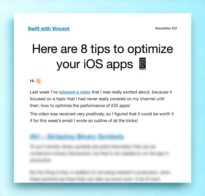 Looking for some tips to optimize your iOS app? 🤨 Subscribe to my ... Looking for some tips to optimize your iOS app? 🤨 Subscribe to my ...