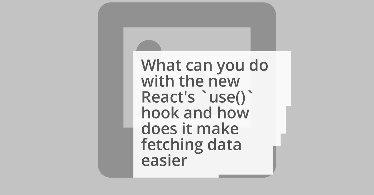 React Jobs on LinkedIn: Easy React data fetching with the new `use()` hook React Jobs on LinkedIn: Easy React data fetching with the new `use()` hook