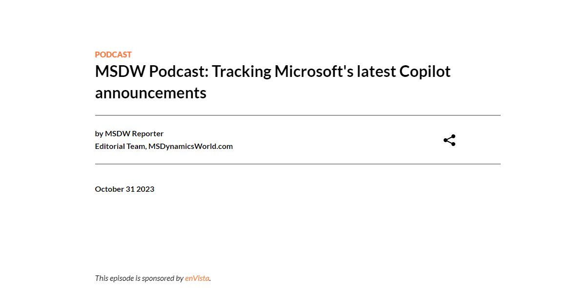 MSDynamicsWorld.com (MSDW) on LinkedIn: MSDW Podcast: Tracking ... MSDynamicsWorld.com (MSDW) on LinkedIn: MSDW Podcast: Tracking ...