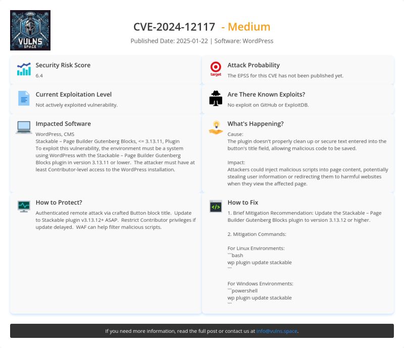 vulns.space on LinkedIn: #cve #cybersecurity #infosec #vulnerability # ... vulns.space on LinkedIn: #cve #cybersecurity #infosec #vulnerability # ...