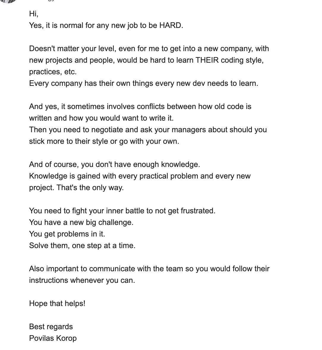 Povilas Korop on LinkedIn: Motivation for juniors starting a new job ... Povilas Korop on LinkedIn: Motivation for juniors starting a new job ...