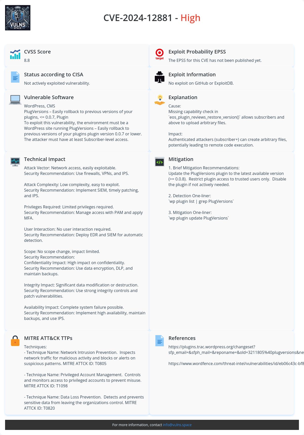 vulns.space on LinkedIn: #cve #cybersecurity #infosec #vulnerability # ... vulns.space on LinkedIn: #cve #cybersecurity #infosec #vulnerability # ...