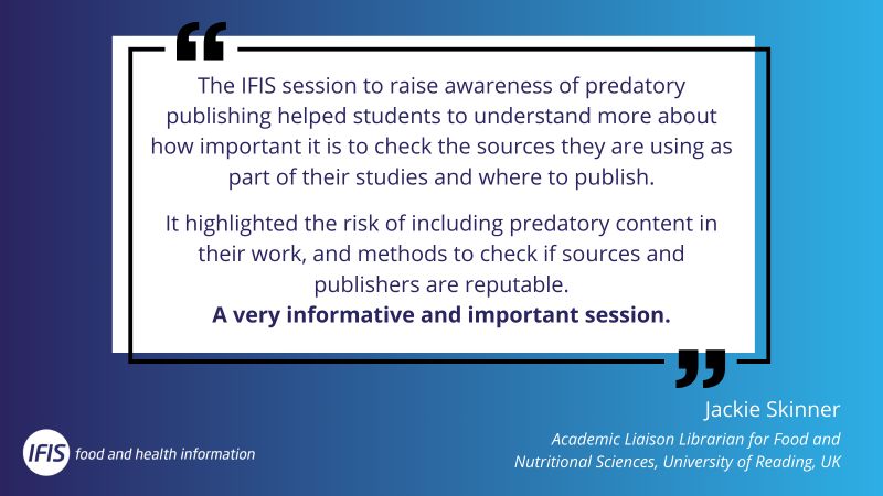 How IFIS helped Reading students avoid predatory publishing | IFIS ... How IFIS helped Reading students avoid predatory publishing | IFIS ...