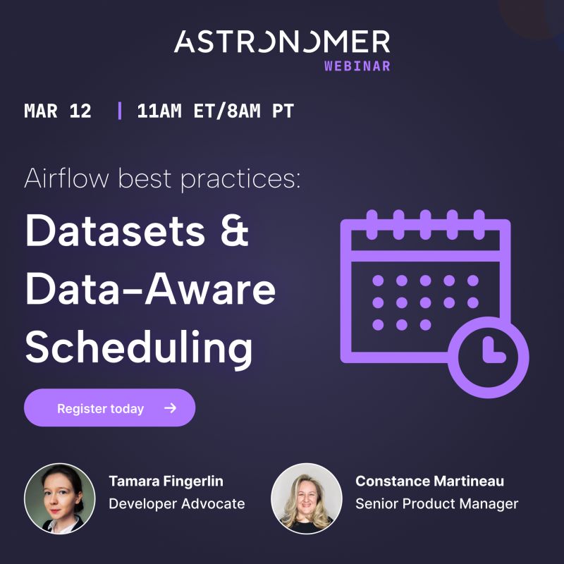 Datasets and Data-Aware Scheduling in Airflow - Video | Astronomer Datasets and Data-Aware Scheduling in Airflow - Video | Astronomer