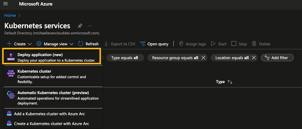 Using “Deploy Application” In Azure Kubernetes Service (AKS) | Michael ... Using “Deploy Application” In Azure Kubernetes Service (AKS) | Michael ...