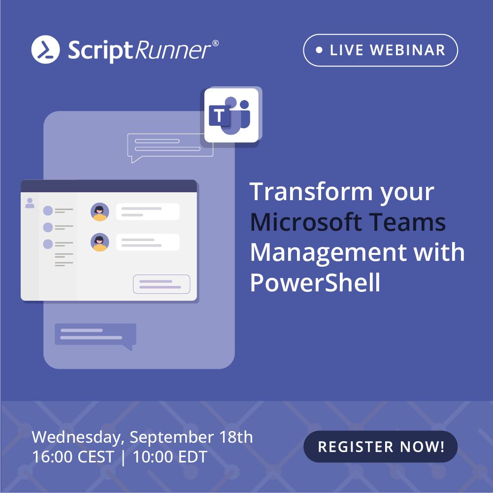 ScriptRunner on LinkedIn: #webinar #powershell #microsoftteams # ... ScriptRunner on LinkedIn: #webinar #powershell #microsoftteams # ...