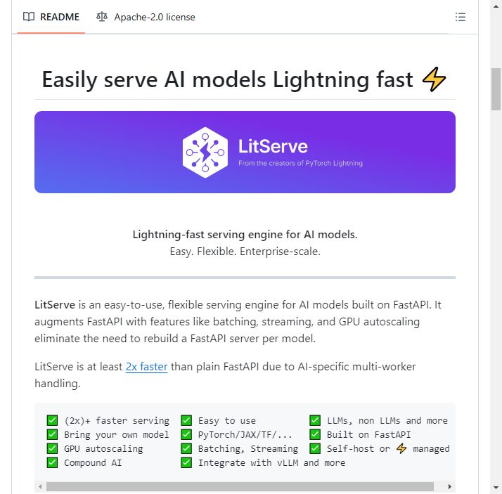 GitHub - Lightning-AI/LitServe: Deploy high-performance AI models and ... GitHub - Lightning-AI/LitServe: Deploy high-performance AI models and ...