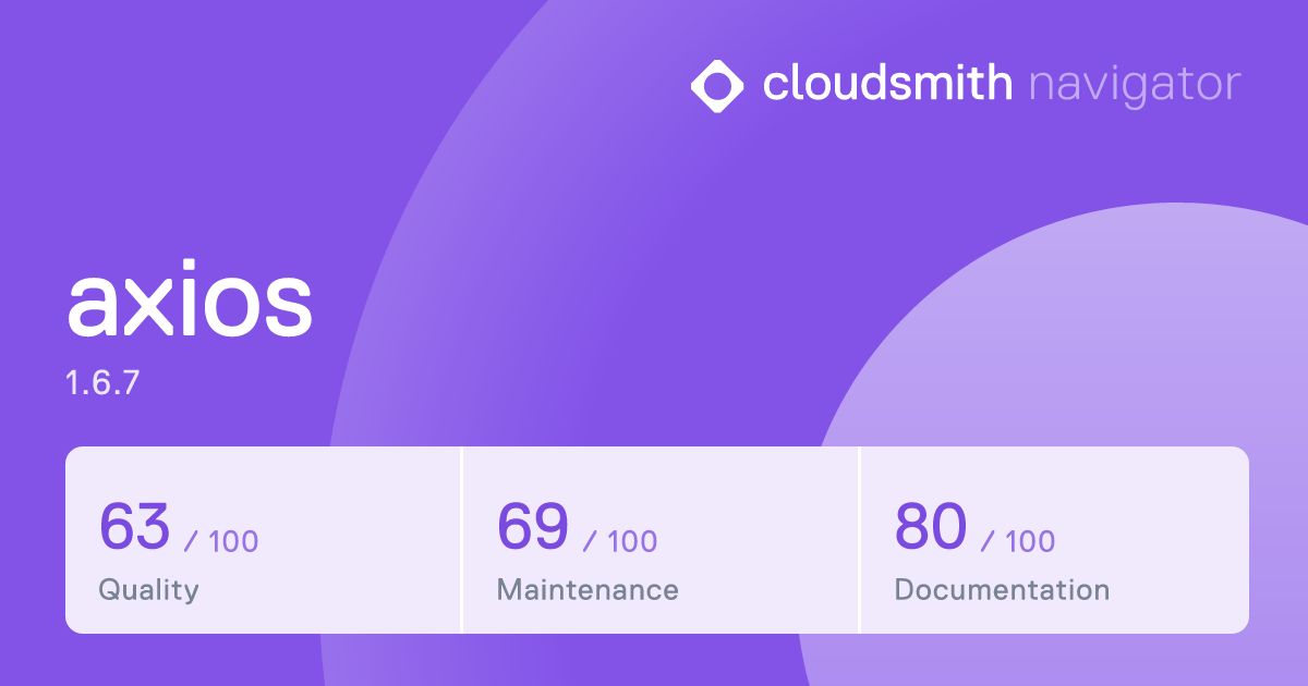 Cloudsmith on LinkedIn: axios (1.6.7) - npm Package Quality ... Cloudsmith on LinkedIn: axios (1.6.7) - npm Package Quality ...