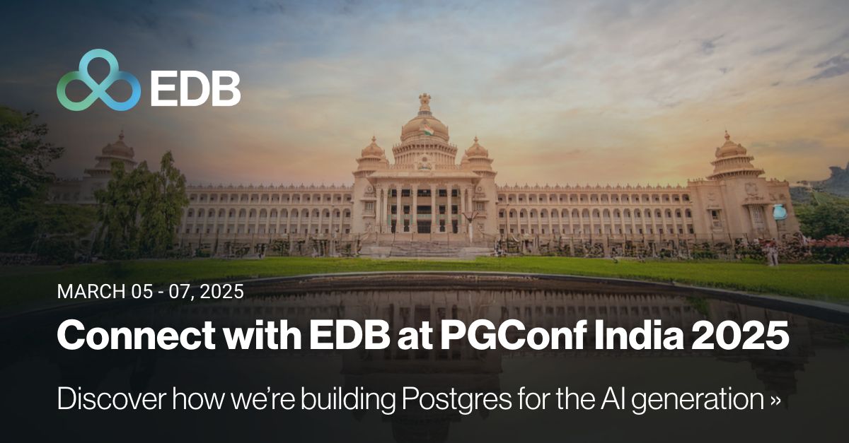 #edbpostgresai #postgresql #pgconfindia #databaseinnovation #kubernetes ... #edbpostgresai #postgresql #pgconfindia #databaseinnovation #kubernetes ...