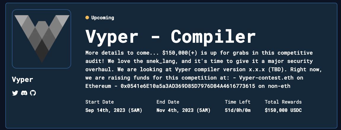 Idris Olubisi on LinkedIn: Get ready for the Vyper Compiler Competition ... Idris Olubisi on LinkedIn: Get ready for the Vyper Compiler Competition ...