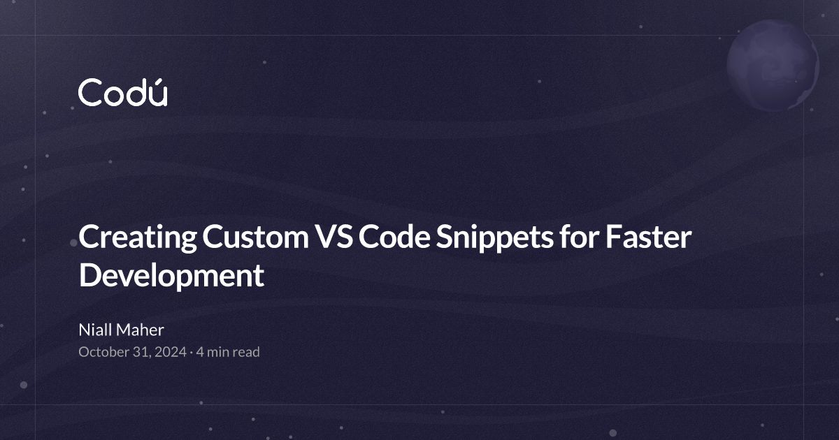 Codú on LinkedIn: Creating Custom VS Code Snippets for Faster ... Codú on LinkedIn: Creating Custom VS Code Snippets for Faster ...