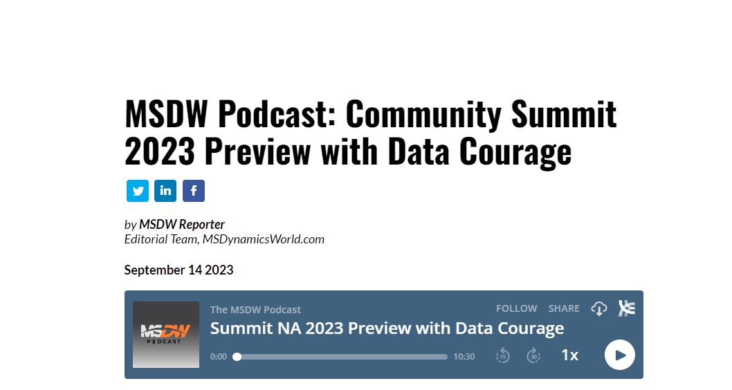 MSDynamicsWorld.com (MSDW) on LinkedIn: MSDW Podcast: Community Summit ... MSDynamicsWorld.com (MSDW) on LinkedIn: MSDW Podcast: Community Summit ...