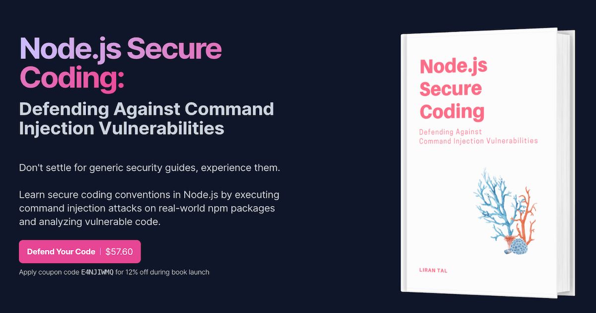 Liran Tal on LinkedIn: Node.js Security starts with Node.js Secure Coding Liran Tal on LinkedIn: Node.js Security starts with Node.js Secure Coding