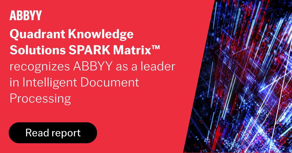 ABBYY on LinkedIn: ABBYY Named Leader in 2024 SPARK Matrix for ... ABBYY on LinkedIn: ABBYY Named Leader in 2024 SPARK Matrix for ...