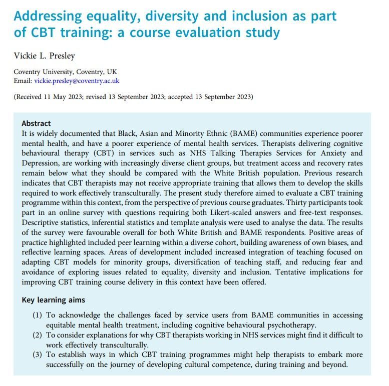 BABCP Journals on LinkedIn: tCBT New paper: Addressing equality ... BABCP Journals on LinkedIn: tCBT New paper: Addressing equality ...