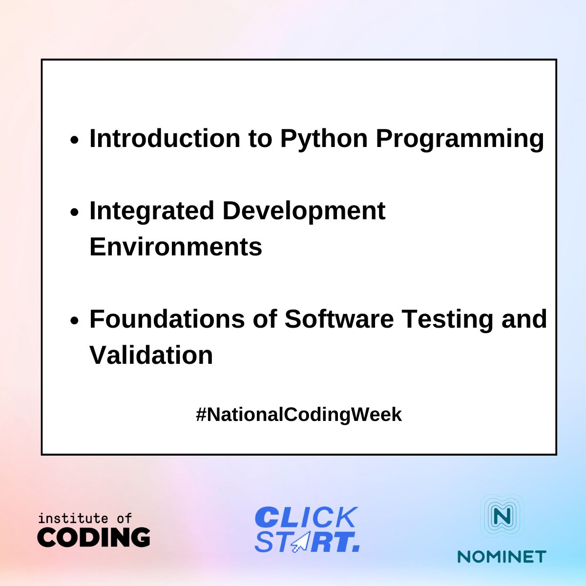 Institute of Coding on LinkedIn: #nationalcodingweek #clickstart #coding Institute of Coding on LinkedIn: #nationalcodingweek #clickstart #coding