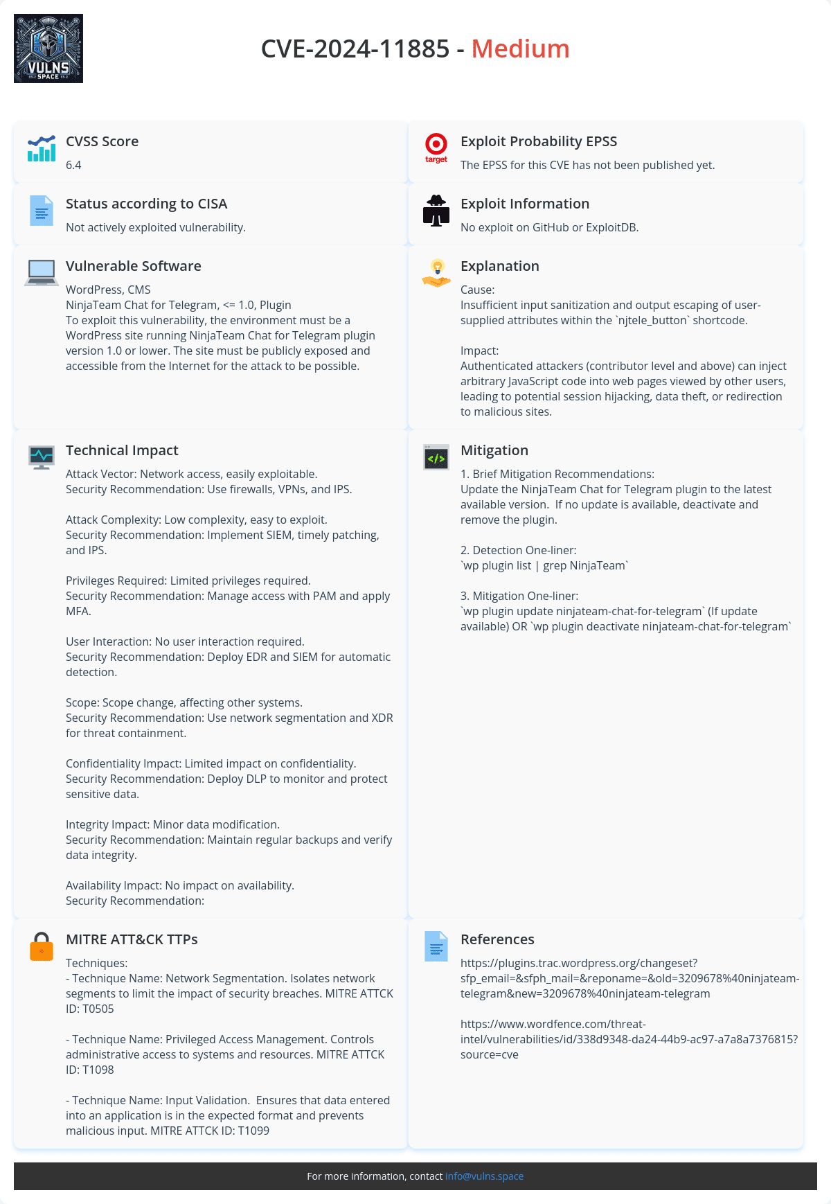 vulns.space on LinkedIn: #cve #cybersecurity #infosec #vulnerability # ... vulns.space on LinkedIn: #cve #cybersecurity #infosec #vulnerability # ...