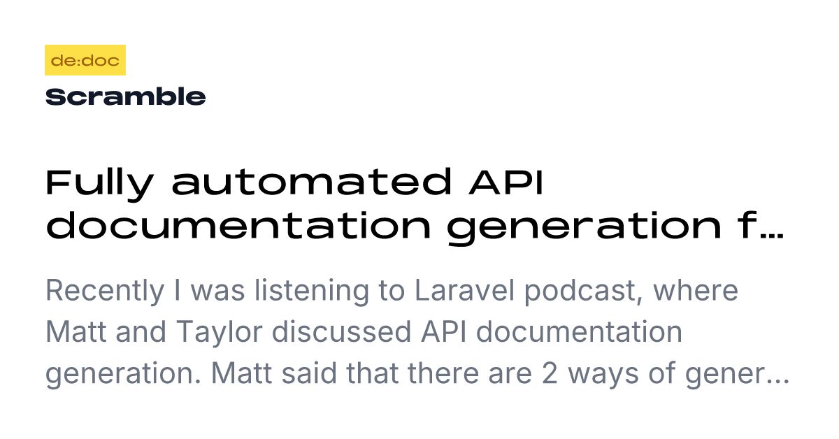 Laravel News on LinkedIn: Fully automated API documentation generation ... Laravel News on LinkedIn: Fully automated API documentation generation ...
