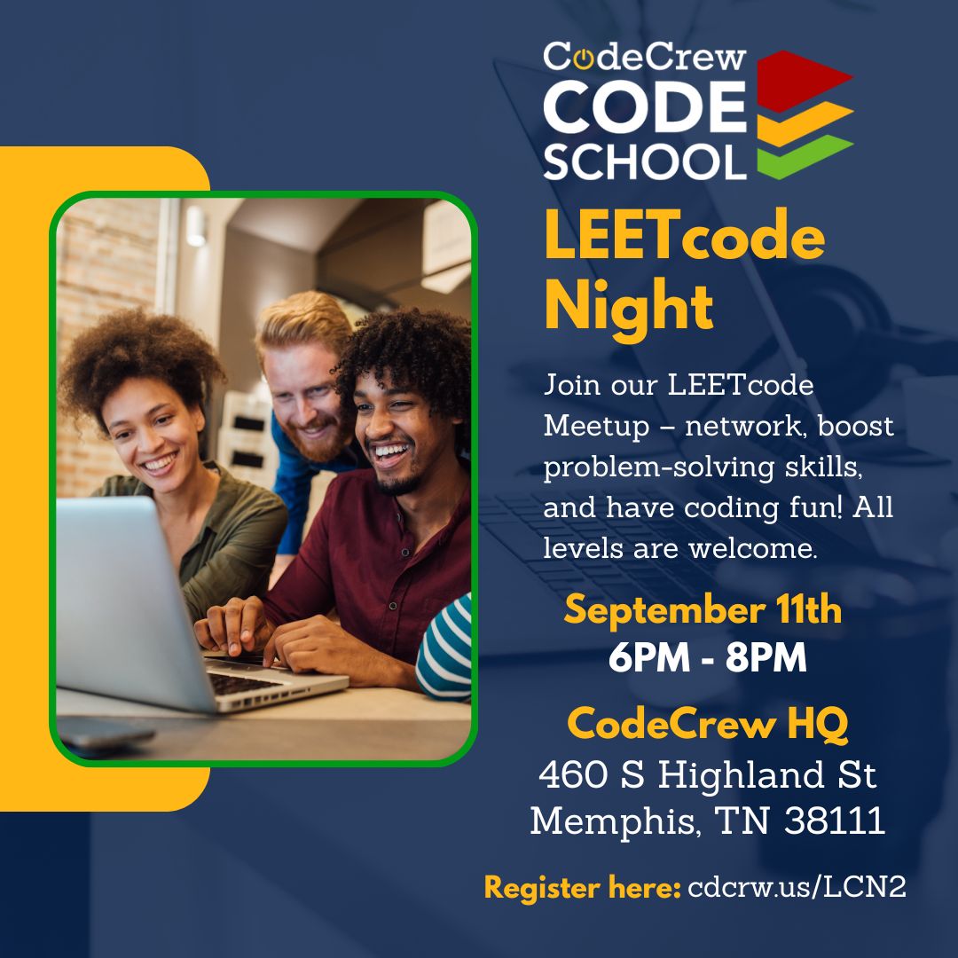 CodeCrew on LinkedIn: Join CodeCrew Code School for LEETCode Night to ... CodeCrew on LinkedIn: Join CodeCrew Code School for LEETCode Night to ...