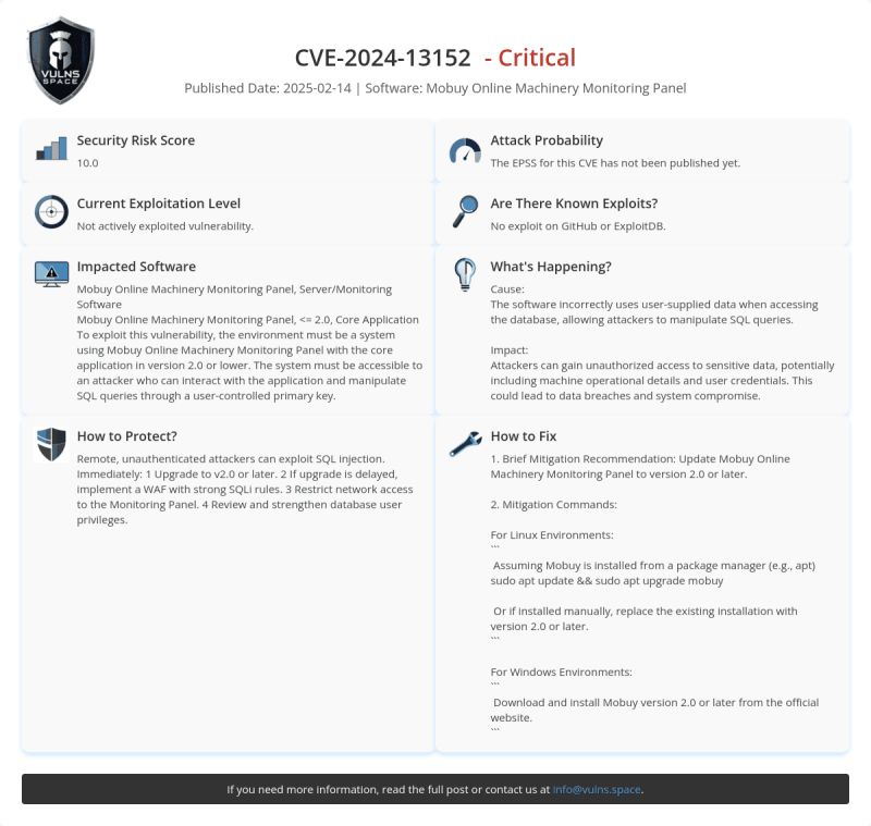 vulns.space on LinkedIn: #cve #cybersecurity #infosec #vulnerability # ... vulns.space on LinkedIn: #cve #cybersecurity #infosec #vulnerability # ...