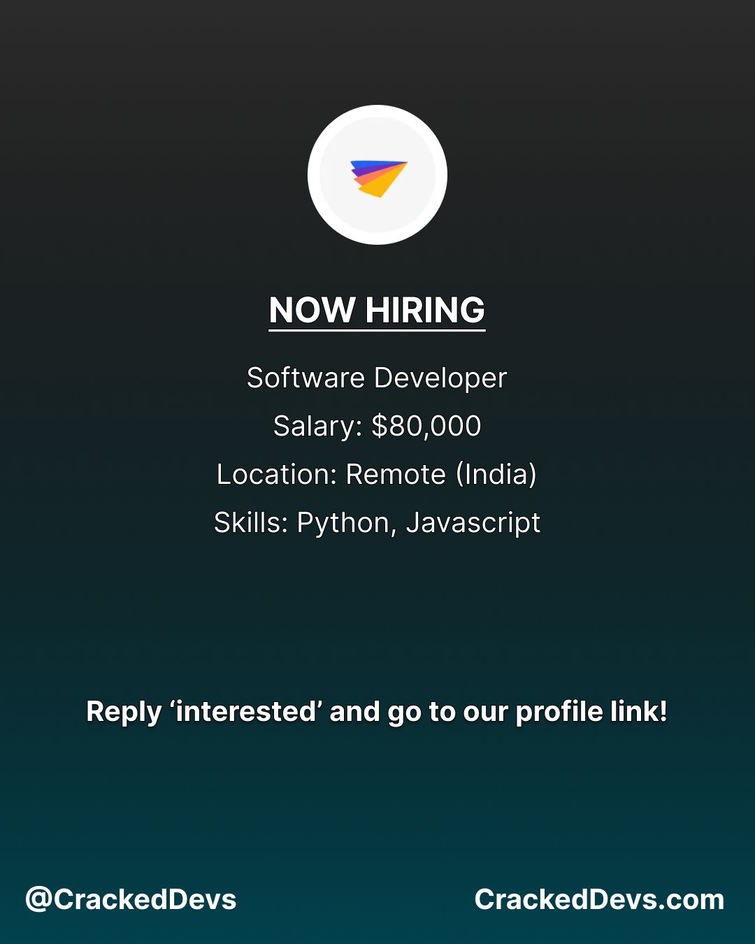 Hiring!! Software Developer, Remote, $80k Reply if interested ... Hiring!! Software Developer, Remote, $80k Reply if interested ...