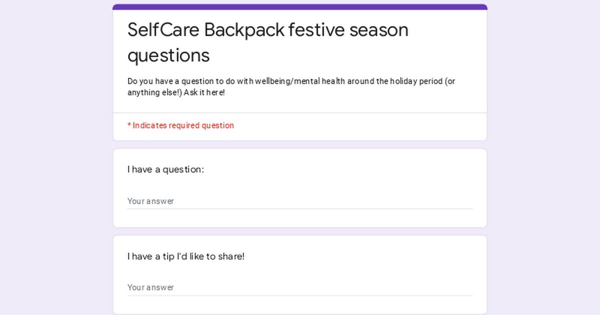 Gem Hill on LinkedIn: SelfCare Backpack festive season questions Gem Hill on LinkedIn: SelfCare Backpack festive season questions