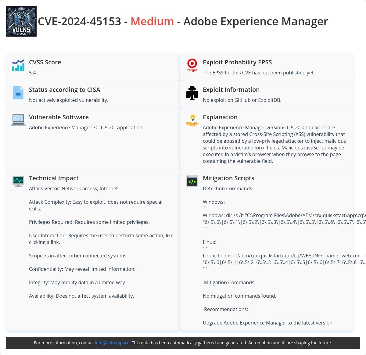 vulns.space on LinkedIn: #cve #cybersecurity #infosec #vulnerability # ... vulns.space on LinkedIn: #cve #cybersecurity #infosec #vulnerability # ...