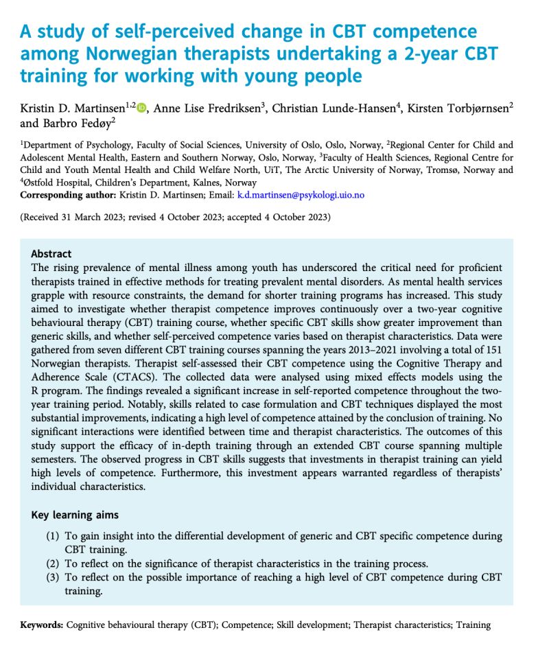 BABCP Journals on LinkedIn: tCBT New paper: A study of self-perceived ... BABCP Journals on LinkedIn: tCBT New paper: A study of self-perceived ...