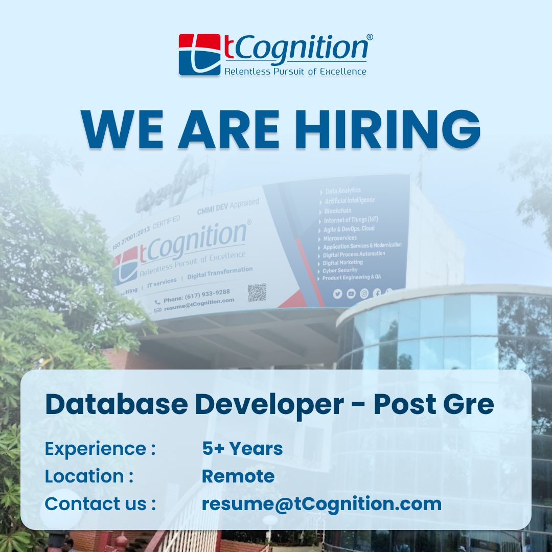tCognition on LinkedIn: #hiring #databasedeveloper #tcognition # ... tCognition on LinkedIn: #hiring #databasedeveloper #tcognition # ...