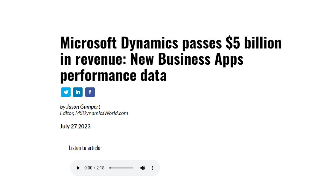 MSDynamicsWorld.com (MSDW) on LinkedIn: Microsoft Dynamics passes $5 ... MSDynamicsWorld.com (MSDW) on LinkedIn: Microsoft Dynamics passes $5 ...