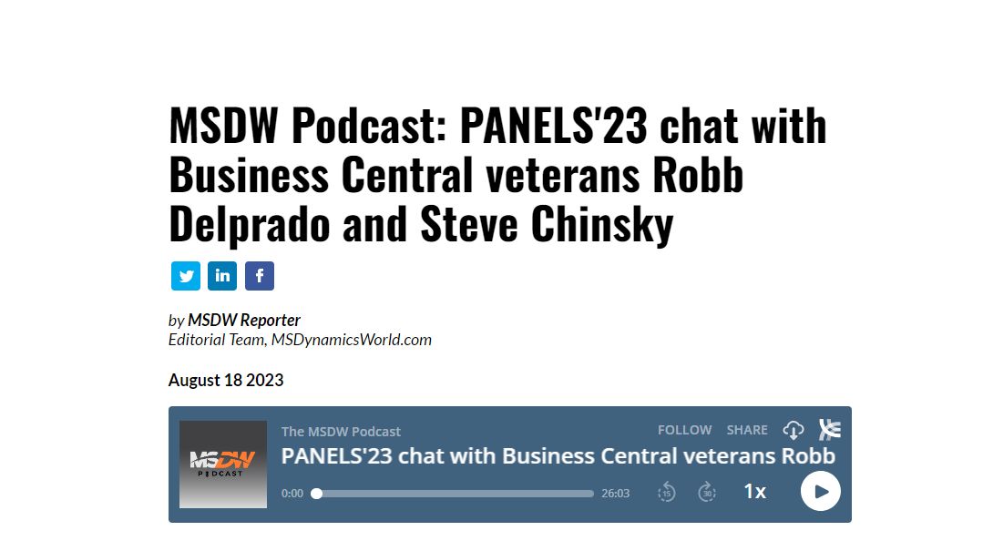 CAVALLO on LinkedIn: MSDW Podcast: PANELS'23 chat with Business Central ... CAVALLO on LinkedIn: MSDW Podcast: PANELS'23 chat with Business Central ...