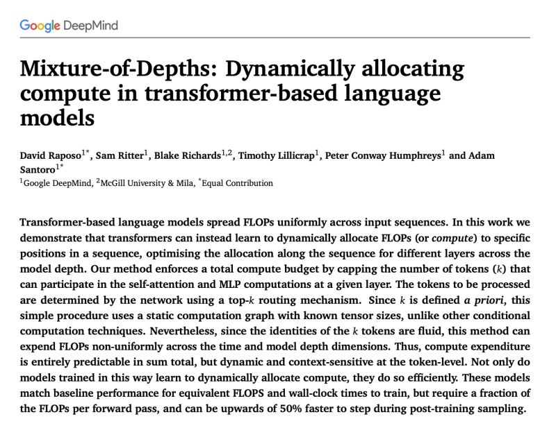 Google presents Mixture-of-Depths Dynamically allocating compute in ... Google presents Mixture-of-Depths Dynamically allocating compute in ...