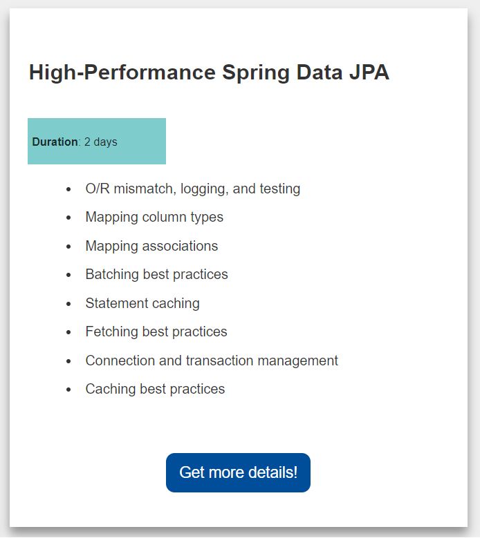 Vlad Mihalcea on LinkedIn: 🍃 I've just launched the High-Performance ... Vlad Mihalcea on LinkedIn: 🍃 I've just launched the High-Performance ...