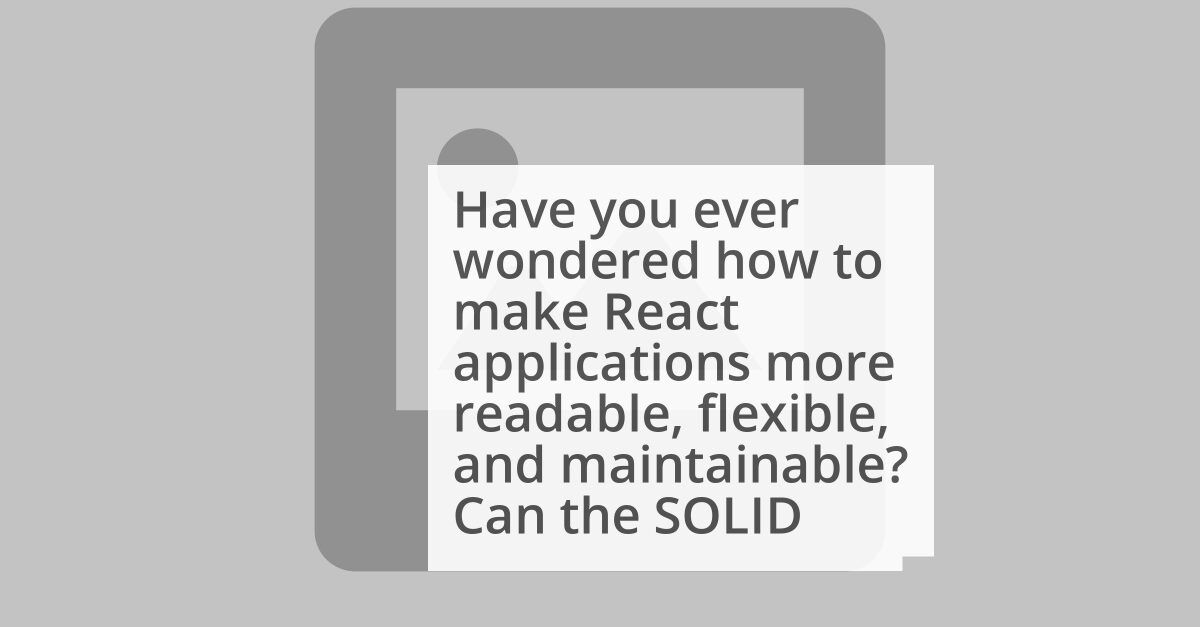 React Jobs on LinkedIn: Can SOLID Principles be Applied to React ... React Jobs on LinkedIn: Can SOLID Principles be Applied to React ...