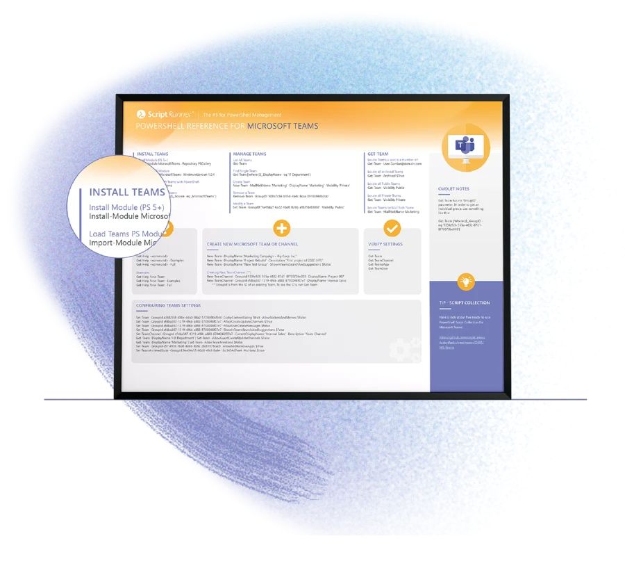 ScriptRunner on LinkedIn: PowerShell Microsoft Teams PowerShell Cheat Sheet ScriptRunner on LinkedIn: PowerShell Microsoft Teams PowerShell Cheat Sheet