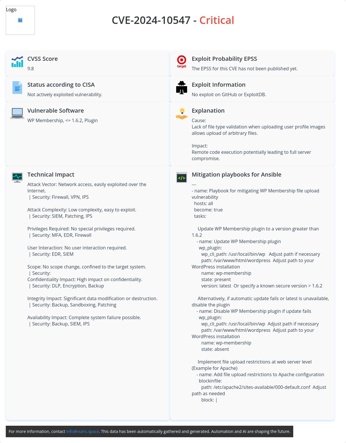 vulns.space on LinkedIn: #cve #cybersecurity #infosec #vulnerability # ... vulns.space on LinkedIn: #cve #cybersecurity #infosec #vulnerability # ...
